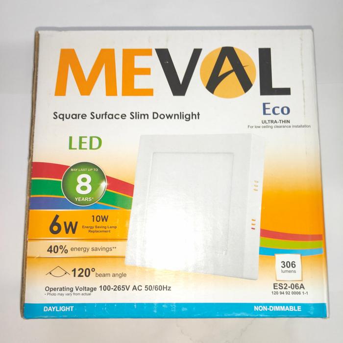 Jual Lampu Downlight LED Panel Kotak Outbow 6w 4" MEVAL ECO Putih Kuning ES2-06A ES2-06B ...