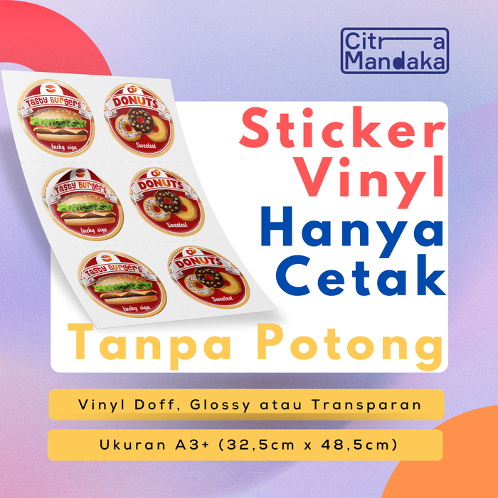 Jual Cetak Stiker Print Sticker Vinyl A3+ [CETAK SAJA] Label Produk ...