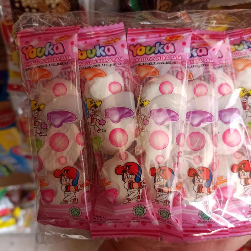 Youka Marshmallow Bulat Rasa Strawberry Isi 20 Sachet - Shop | Tokopedia
