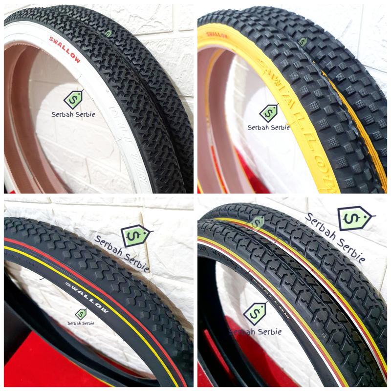 BAN LUAR SEPEDA 20X1.75 SWALLOW 20 X 175 1.75 LIST MERAH KUNING - Shop ...