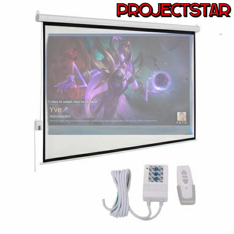 Screen projector 96" motorize / Layar proyektor 96" otomatis remot ...