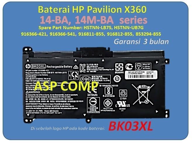 Baterai HP Pavilion X360 14-BA 14-BA004TX 14-BA005TX 14-BA006TX - Shop ...