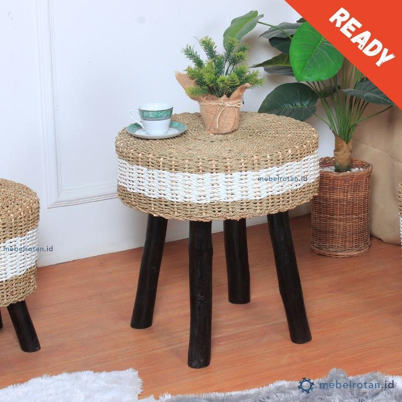 Meja teras Kayu kombinasi seagrass | Meja taman - Shop | Tokopedia