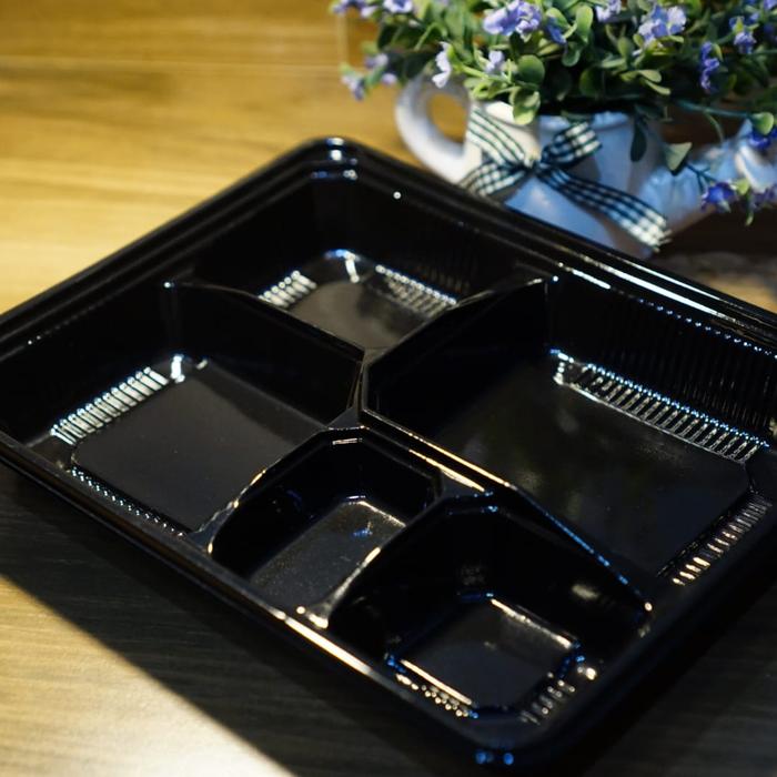 Jual Bento sekat 5 hitam/mika bento sekat 5/tray bento/box bento ...