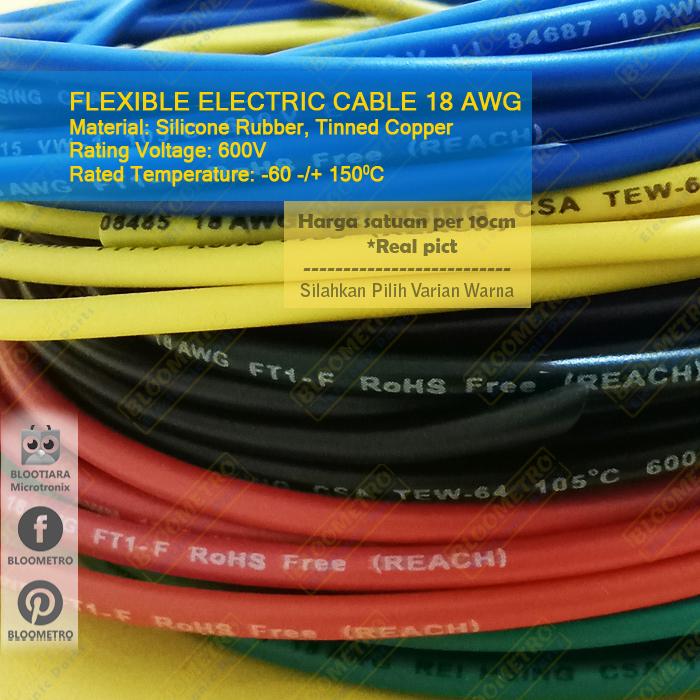 Kabel Serabut AWG 18 Eceran per-10cm Fleksibel 18AWG Tinned Copper ...