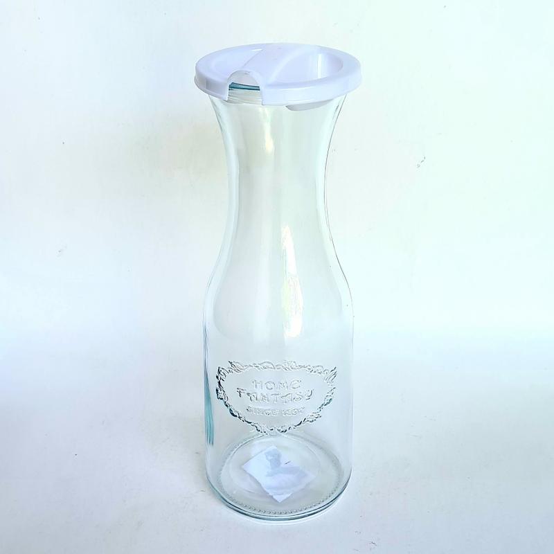 pitcher / botol kaca tutup plastik 1 liter - Shop | Tokopedia