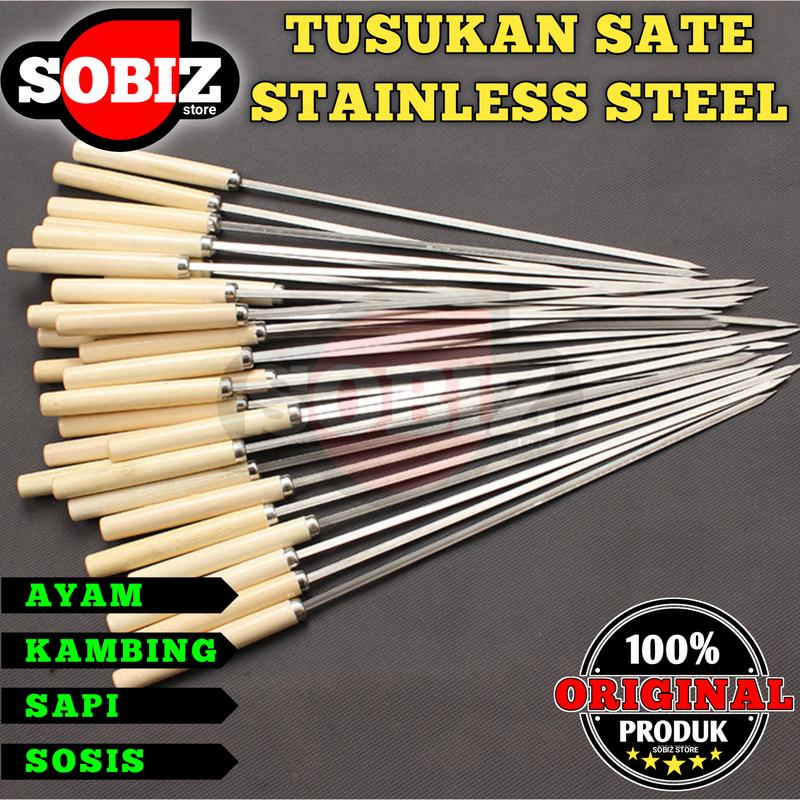 Alat Tusuk Sate Stainless Steel BBQ Tusukan Sate Sosis Jagung - Shop ...