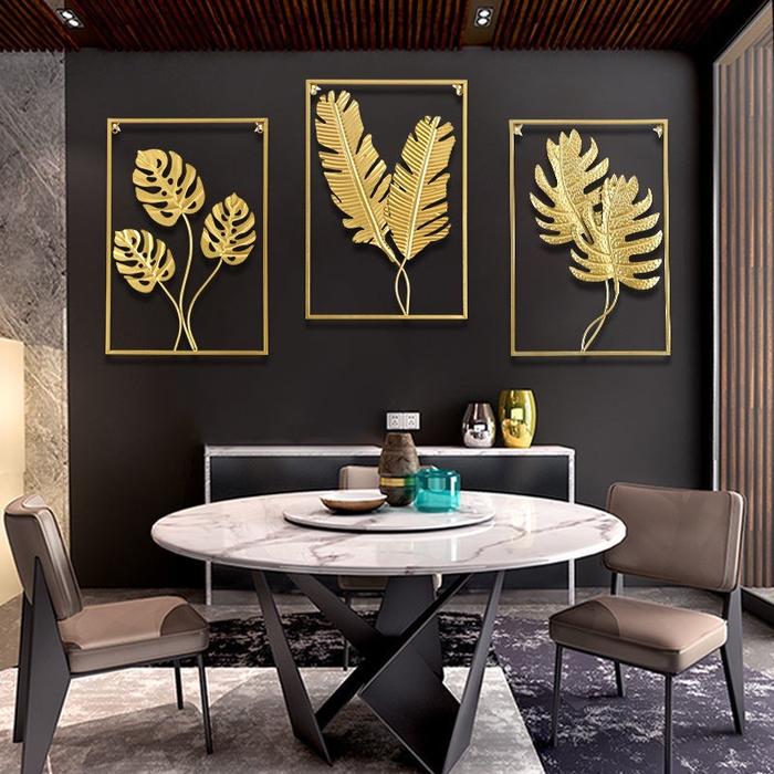 Jual Nordic Wall Decor 3D / Hiasan Dinding Daun Besi Emas / Wall Decor ...