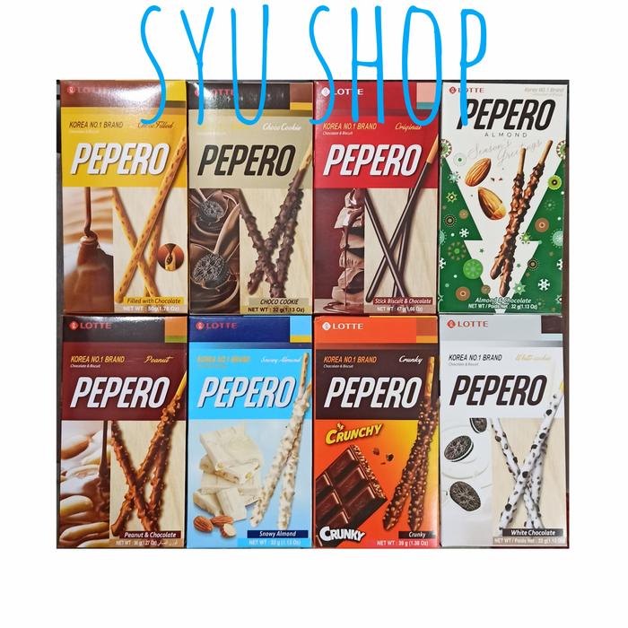 Jual pepero almond peanut crunchy cookies white choco original filled ...