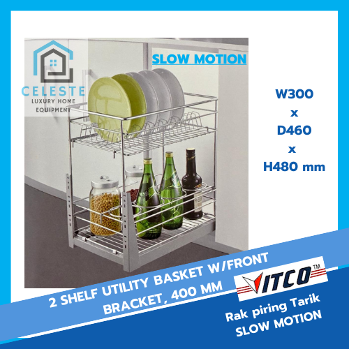 Promo VITCO 2 Shelf Utility Basket w/ Front Bracket/ Rak piring Slow ...