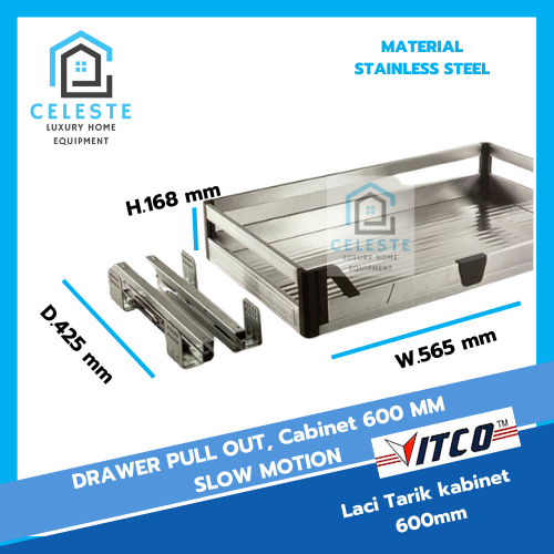Promo VITCO Drawer Pull out/Rak Panci Tarik Serbaguna SlowMo Stainless ...