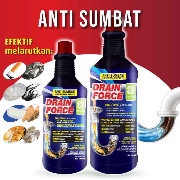 Jual PRIMO DRAIN FORCE Anti Sumbat Liquid Drain Opener Pembersih ...