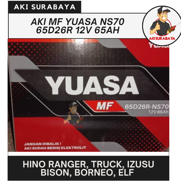 Jual AKI MF YUASA NS70 12V 65Ah AKI Kering MOBIL HINO RANGER TRUCK ...