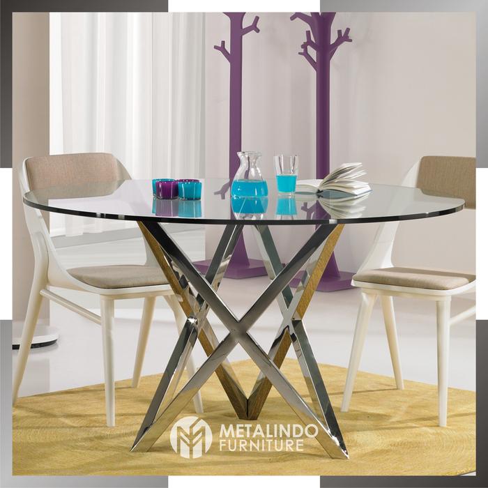 Jual Round table minimalis rangka stainless, meja makan bundar ...