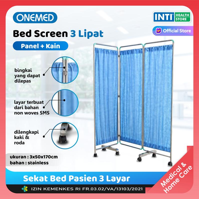 ONEMED | Bed Screen 3 Panel + Kain | Screen Bed 3 Panel | Sekat Bed ...