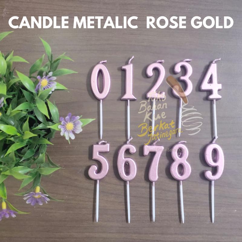 CANDLE METALIC ROSE GOLD / LILIN ANGKA - Shop | Tokopedia