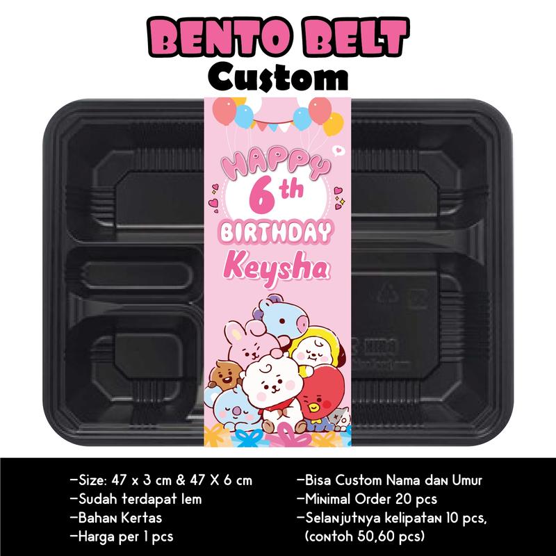 BENTO BELT BT21 CUSTOM PAPER BELT KERTAS NASI BOX ULTAH HBD UCAPAN ...