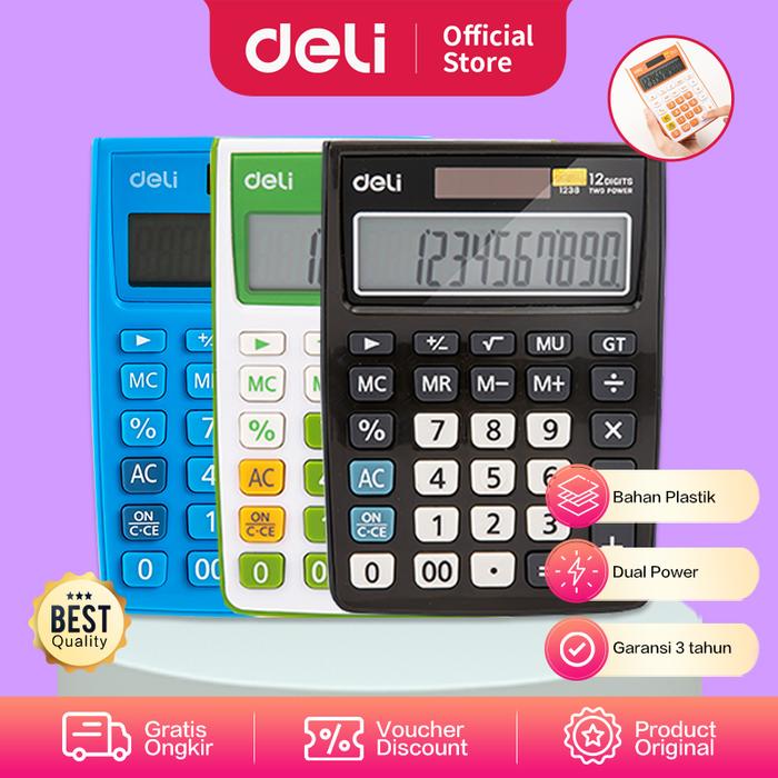 Jual Deli E1238 Calculator/Kalkulator-Calculator 12-digit - Hijau - Kab ...