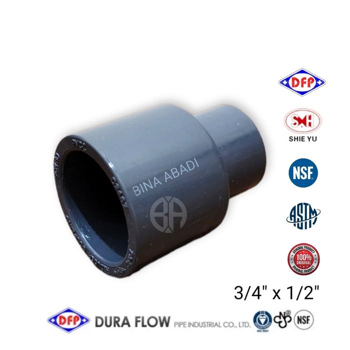 Jual Reducer Coupling UPVC Sch 80 Size 3/4 x 1/2 Inch Socket ANSI DURA ...