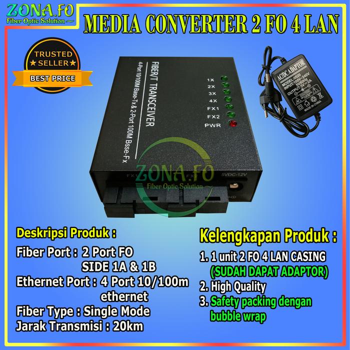 Promo Media Converter 2 Port FO 4 Port LAN 10/100 Full Casing / 2 FO 4 ...