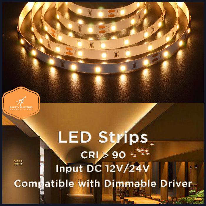 Jual LED Strip light 2835 5m 12/24V Indoor 2700K/3000K/4000K IP20 120P ...