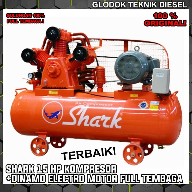 SHARK 15 HP Kompresor Angin + Motor 15 HP AIR COMPRESSOR - Shop | Tokopedia