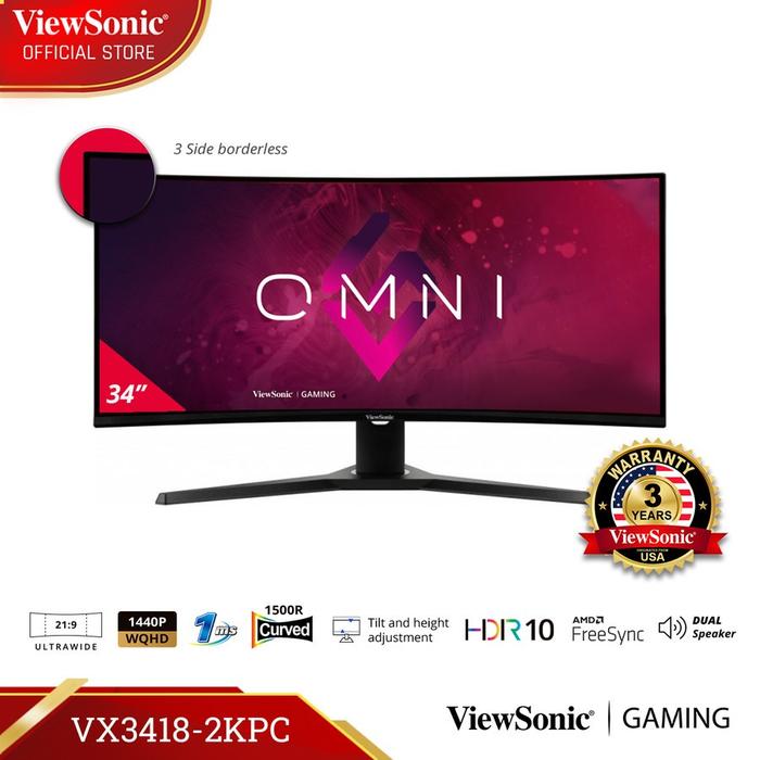Jual Monitor Viewsonic VX3418-2KPC 34" - Ultrawide Curved 144Hz 1ms ...