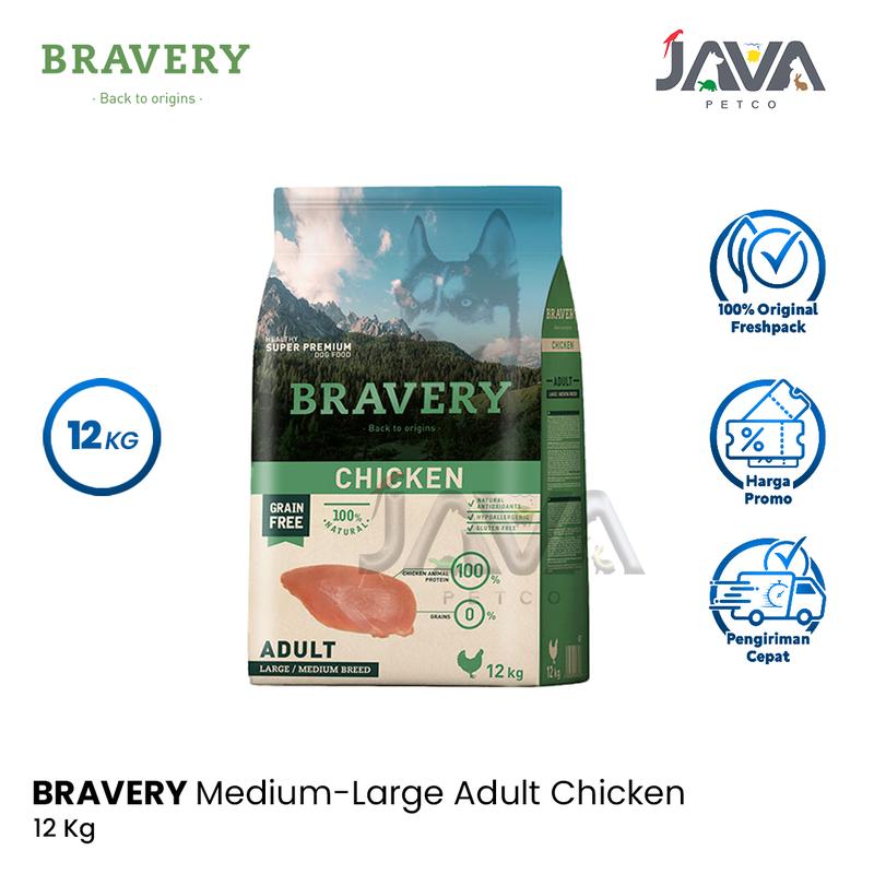 Bravery Dog Food Medium/Large Chicken Adult 12 kg - Makanan Anjing ...