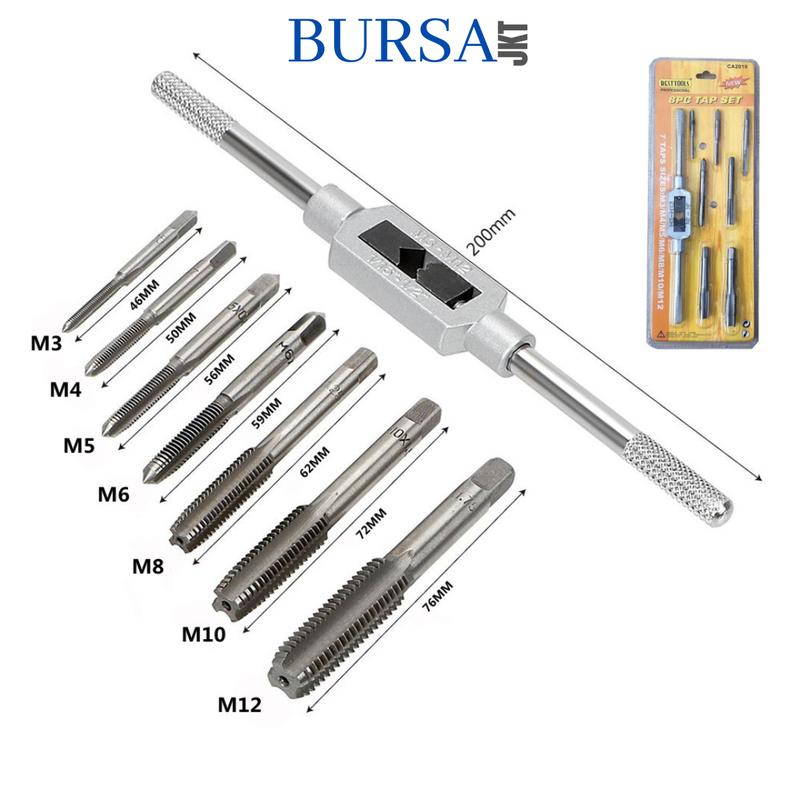 SET TAP METRIX PEMBUAT DRAT HAND TAP M3 - M12 ADJUSTABLE SET - Shop | Tokopedia