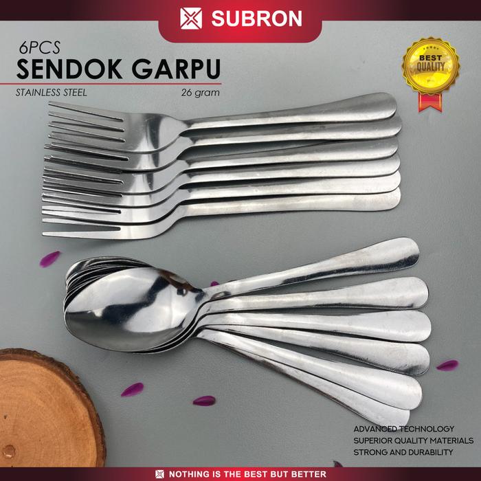 Jual SUBRON 6pcs/pack Sendok Garpu Makan Stainless 26 gram Alat Makan ...