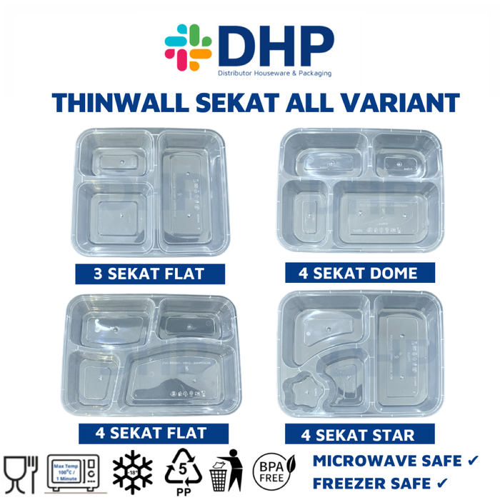 Jual Thinwall Sekat ALL VARIANT Kotak Makan Sekat Plastik Flat Dome ...