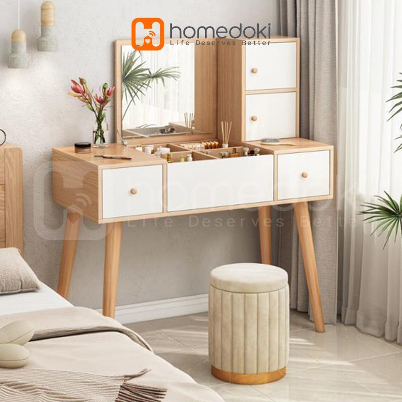 Meja Rias / Meja rias flip-top / Meja Rias Minimalis Kaki Kayu - Shop ...