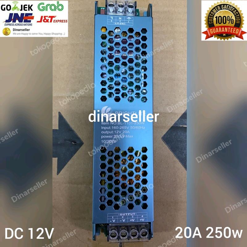 TRAFO DC 12V 20A SLIM ADAPTOR POWER SUPPLY / TRAVO CCTV LED STRIP ...