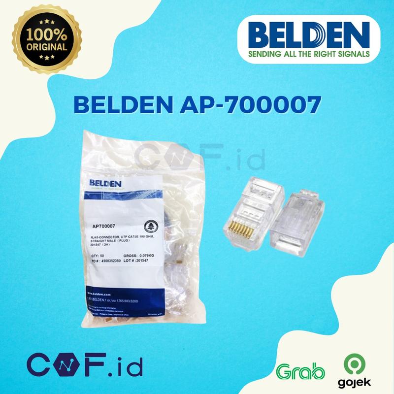 CONNECTOR BELDEN UTP RJ45 CAT 5E PLASTIK AP700007 ISI 50 ORIGINAL ...