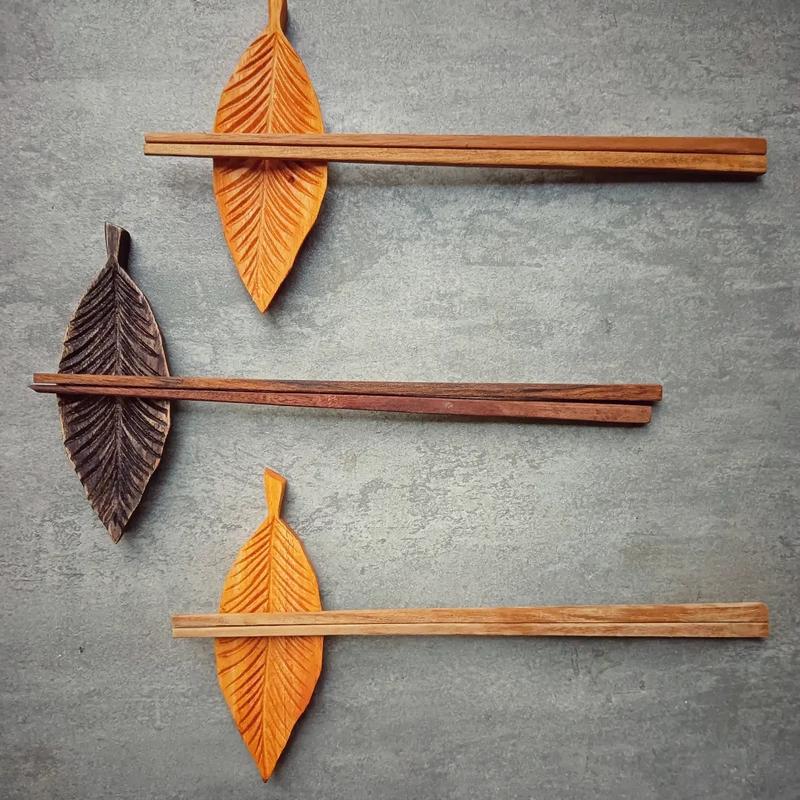 Tempat Sumpit/Tatakan Sumpit Kayu Jati Bentuk Daun/Sumpit Kayu Jati ...