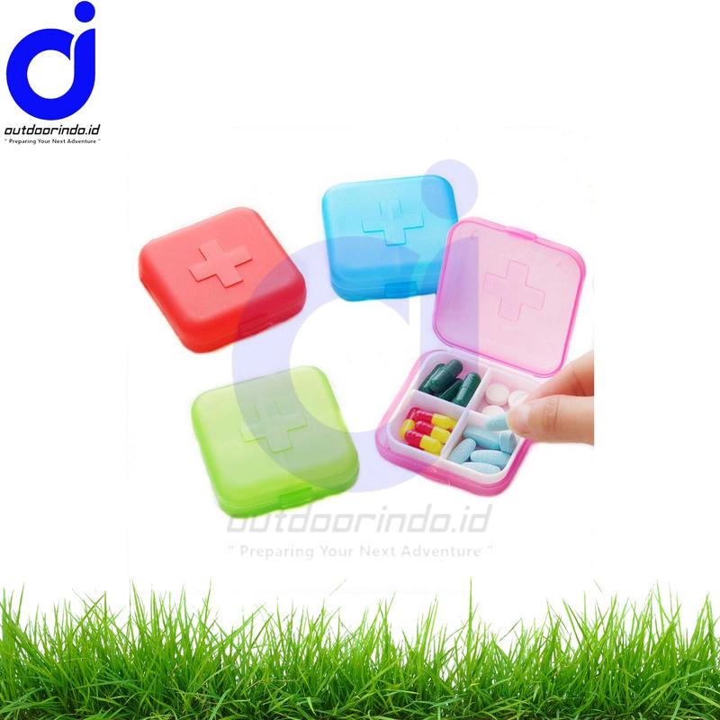 000519 - Kotak Obat Mini 4 Sekat Portable Pill Box Case - Shop | Tokopedia