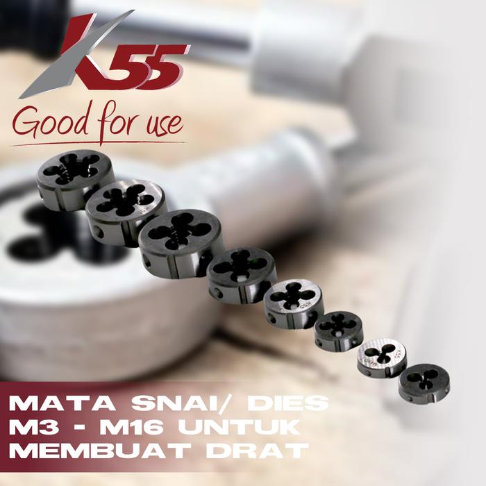 Promo K55 Mata Snai Senai Snei Snay Dies M3-M16 satuan / bijian - M12x1 ...