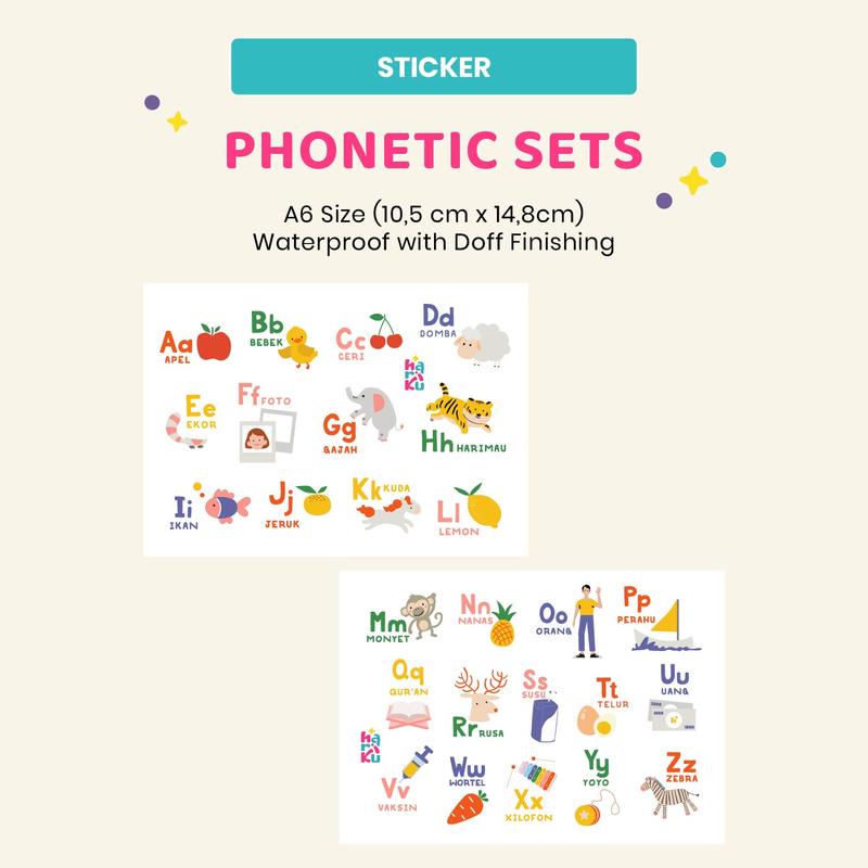 Phonetic Sticker Sheet - Sticker Alphabet untuk Belajar Membaca Anak ...