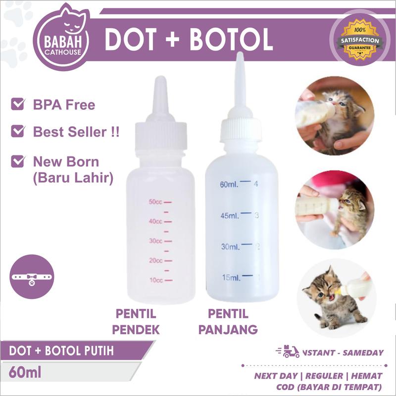 DOT BOTOL KUCING PUTIH 60ml Susu untuk Anak Bayi Kitten Anjing - Shop ...