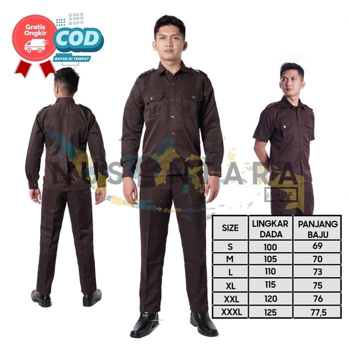 Jual Seragam Safari Lengan Panjang Warna coklat hitam navy Baju ...