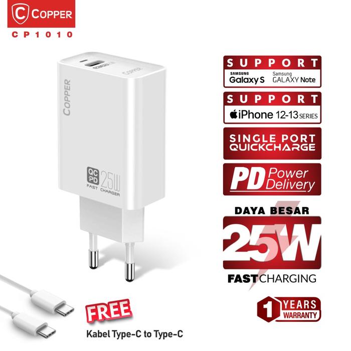 Promo COPPER Charger CP1010 25W + Kabel Type C to Type C Super Fast ...