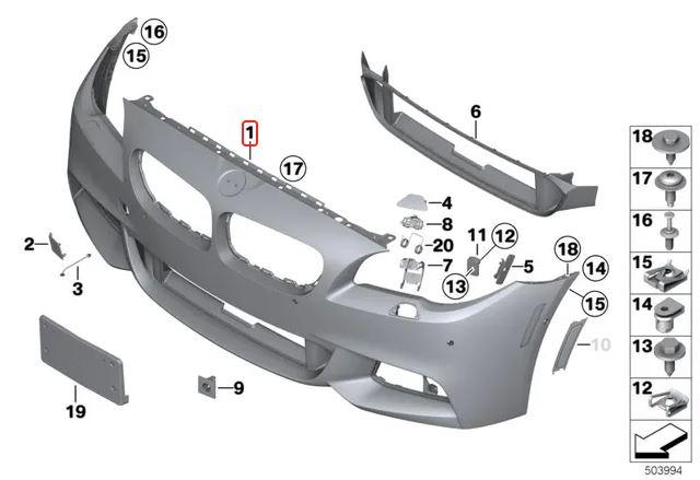 Original BMW F10 M Sport Front Bumper PDC Bemper Depan 51118053874 ...