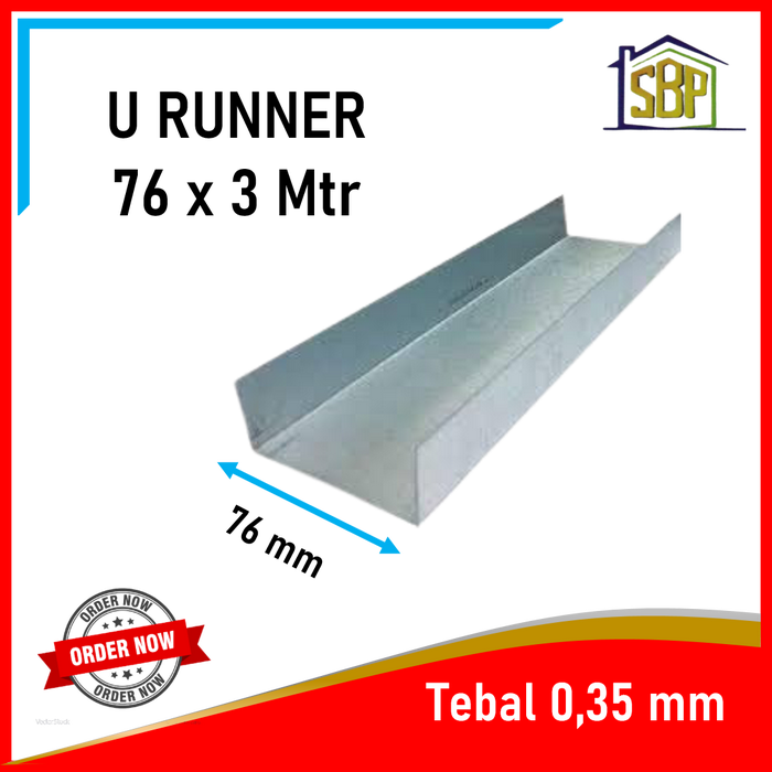 Jual U Runner 76 Tebal 0,35 Mm Partisi Gypsum Besi Rangka Galvanis ...