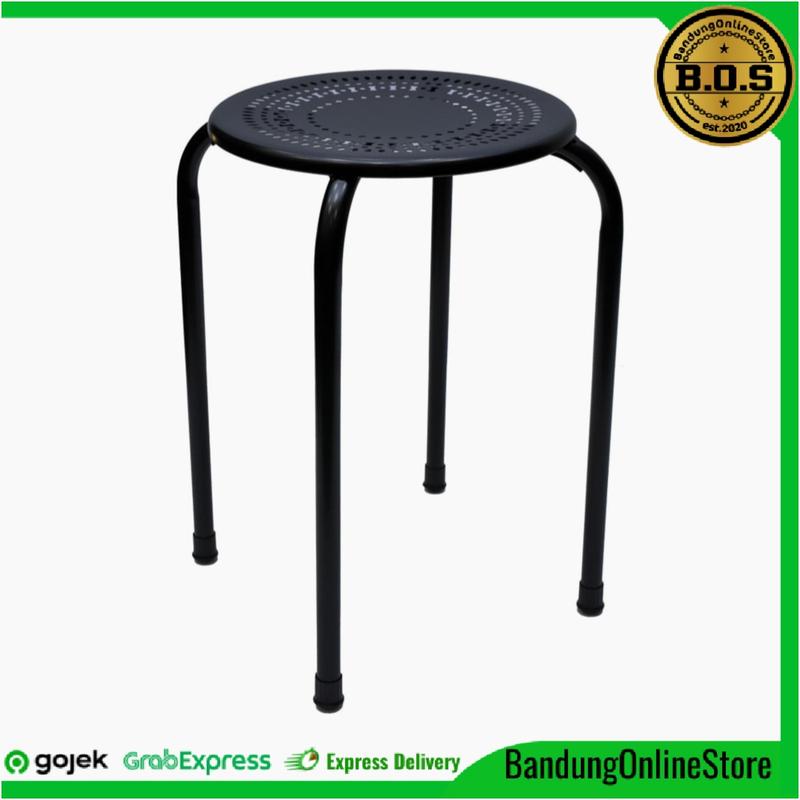 Kursi Baso Soleil Metal Stool Hitam Bangku Bakso Besi Bulat Serbaguna ...