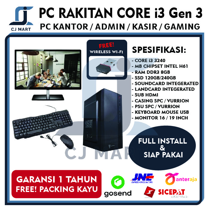 PC RAKITAN CORE I3 GEN 3 / SSD / PC KERJA KANTOR ADMIN SEKOLAH - Shop ...