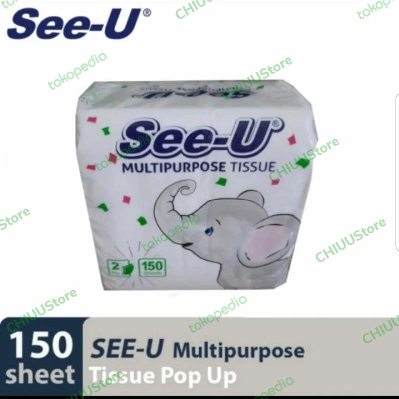 Tissue SEE-U Multipurpose 150 Sheet | Tisu Makan | Pop Up Gajah - Shop ...