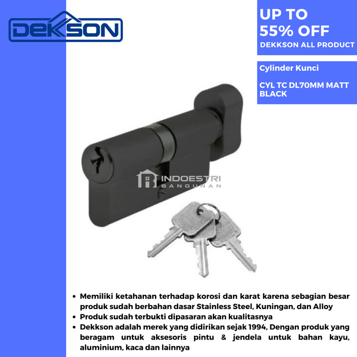 Promo Cylinder Knob Dekkson CYL TC DL 70MM MATT BLACK - Kab. Bogor ...
