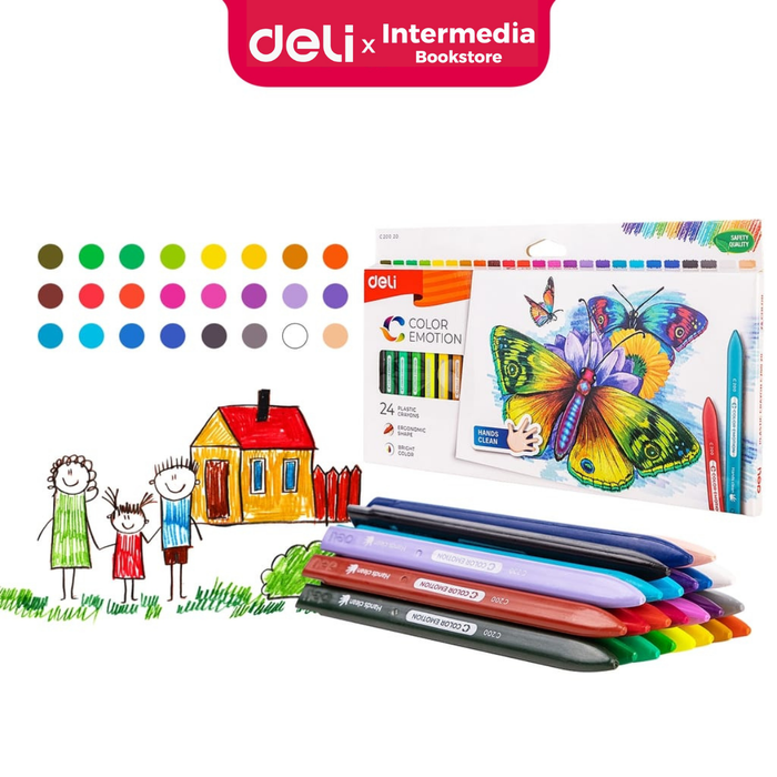 Promo Deli EC20020 Krayon Sekolah 24 Warna Cerah Bentuk segitiga ...