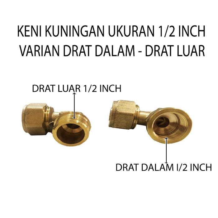Jual Keni Kuningan Ukuran 1/2" Varian Drat Dalam - Drat Luar - DRAT ...