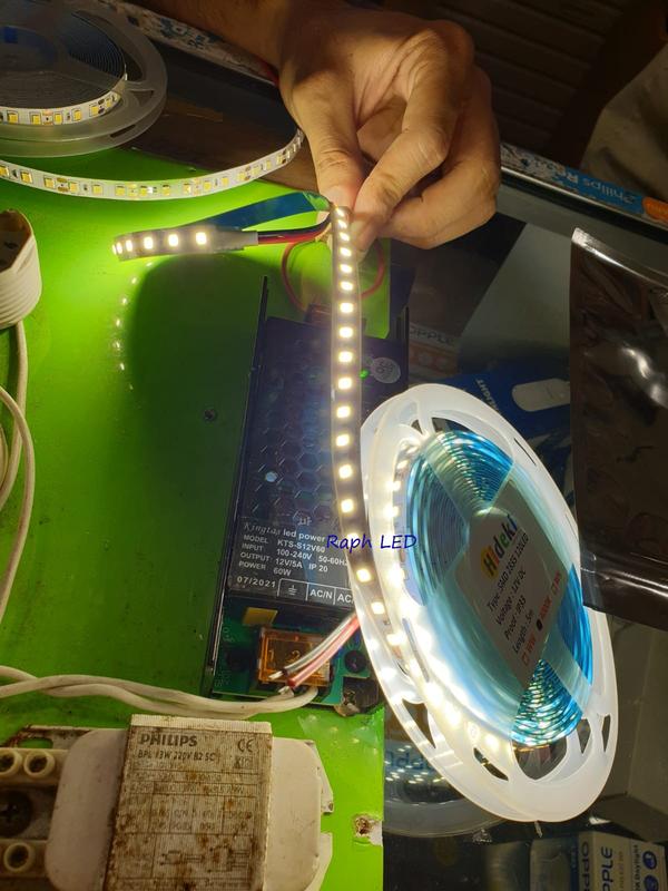 LED Strip Light roll 2835 12W 12V 120 mata Warm White 4000K Putih 120L ...